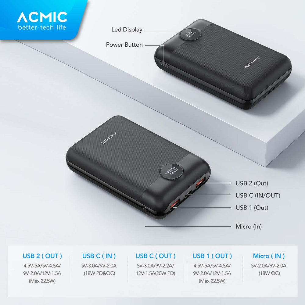 ACMIC DIGIMAX 20000mAh Powerbank Mini 22.5W Fast Charging Type C