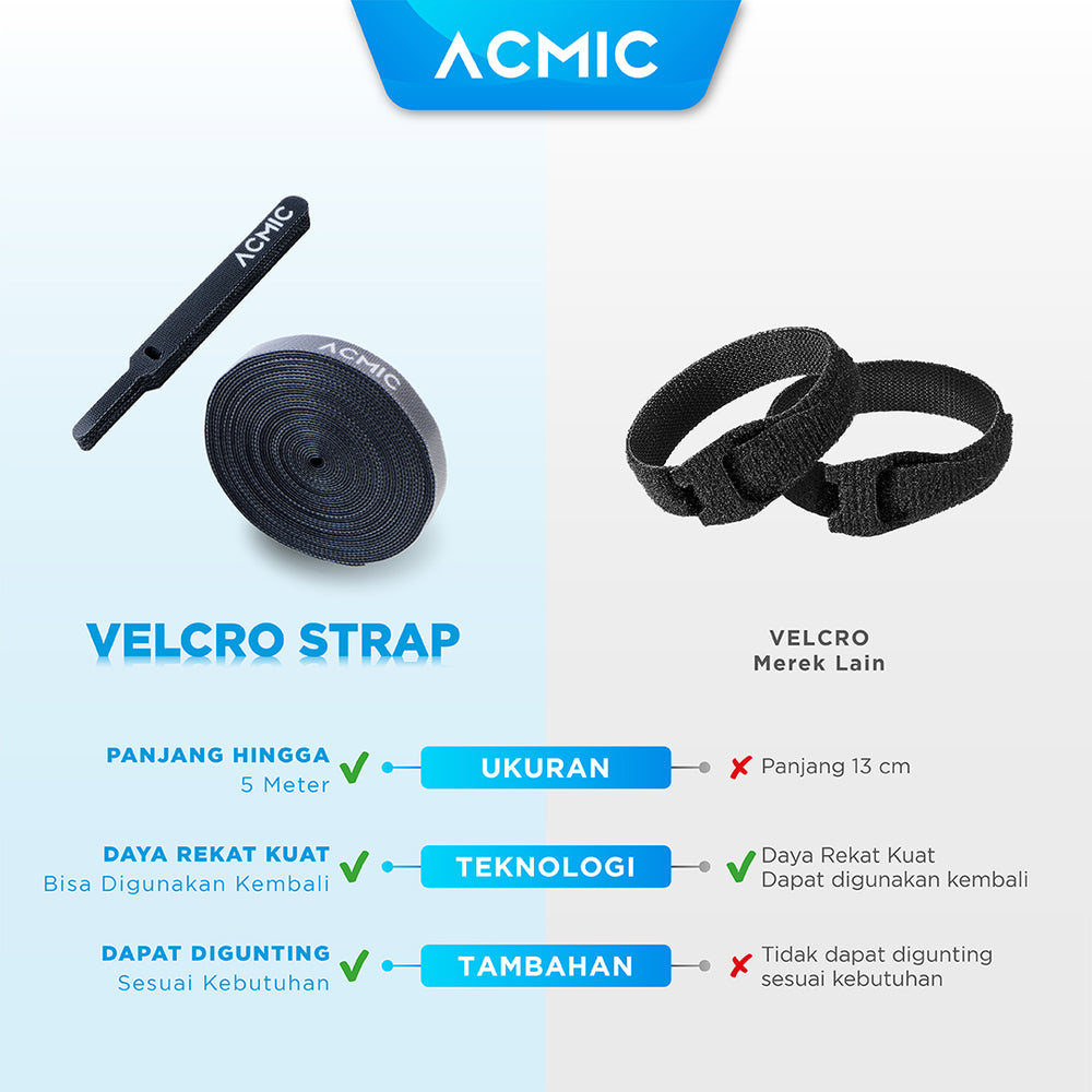 ACMIC VELCRO STRAP CABLE TIE ORGANIZER Pengikat Perekat Kabel Holder