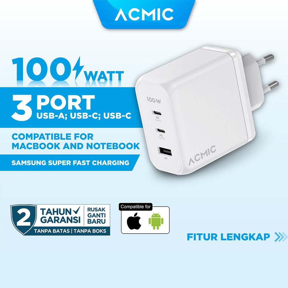 ACMIC CPD100 GaN7 PRO 100W Wall Desktop Charger Adaptor Laptop MacBook