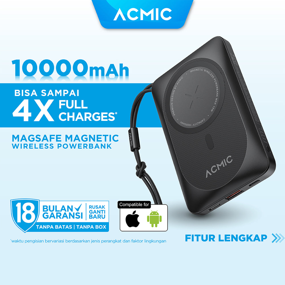 ACMIC MAGBANK 10000mAh Powerbank Magsafe Wireless 22.5W Fast Charging