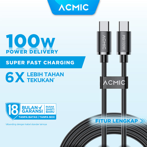 ACMIC PDC200 / PDC200e Cable 2M USB C to USB C Power Delivery PD 100W