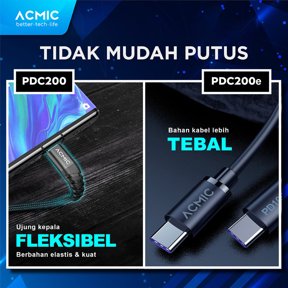 ACMIC PDC200 / PDC200e Cable 2M USB C to USB C Power Delivery PD 100W