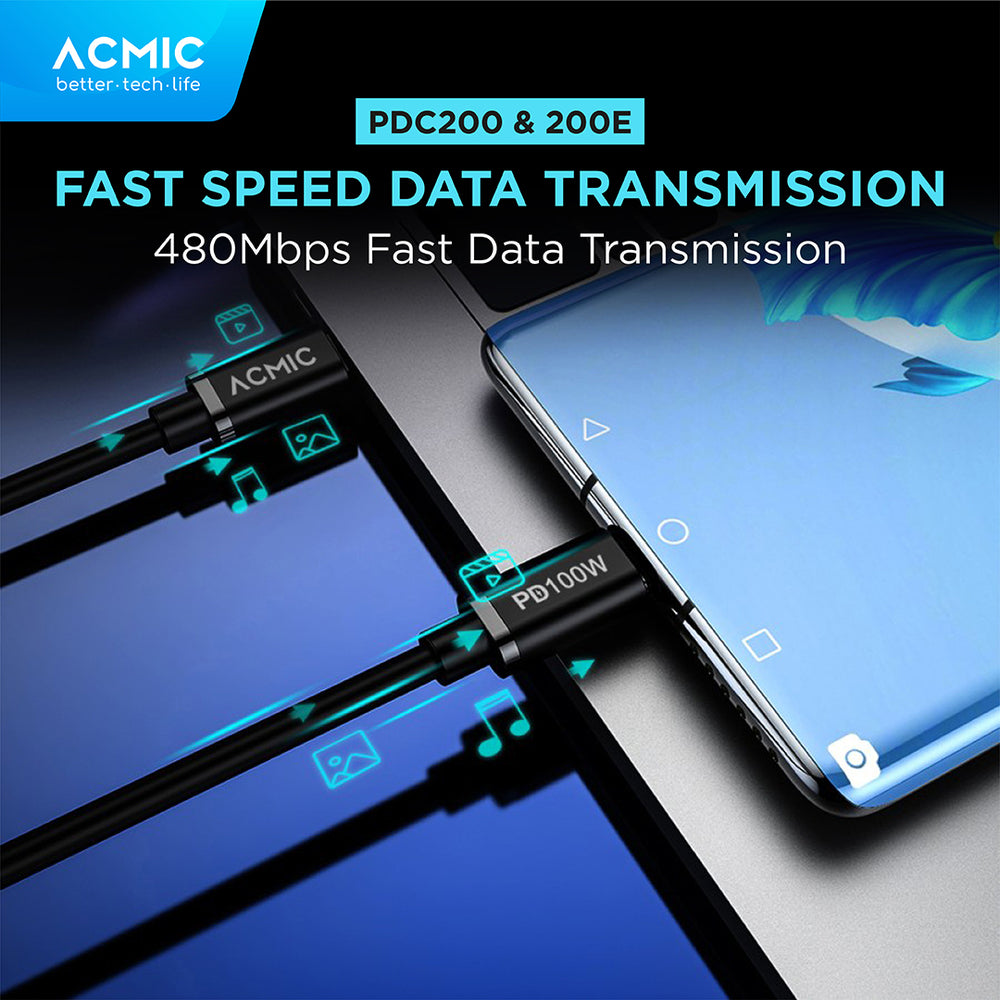 ACMIC PDC200 / PDC200e Cable 2M USB C to USB C Power Delivery PD 100W