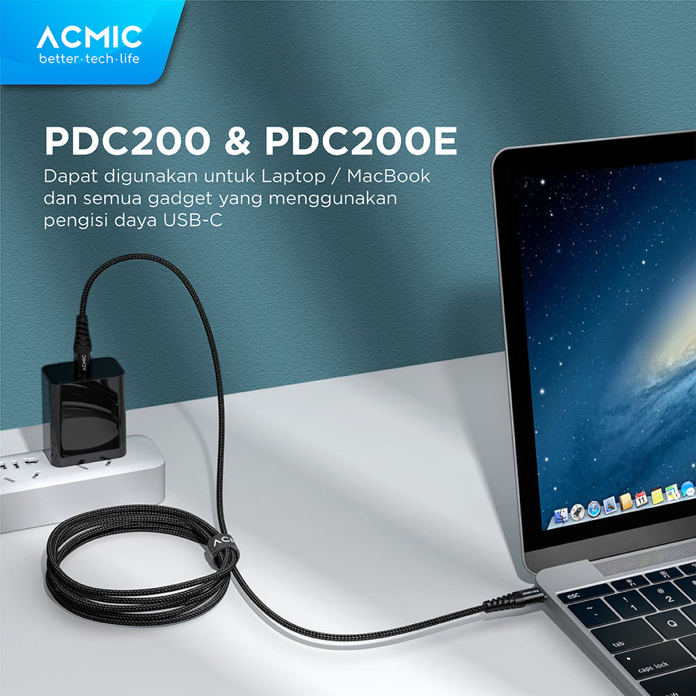 ACMIC PDC200 / PDC200e Cable 2M USB C to USB C Power Delivery PD 100W ACMIC PDC200 / PDC200e Cable 2M USB C to USB C Power Delivery PD 100W
